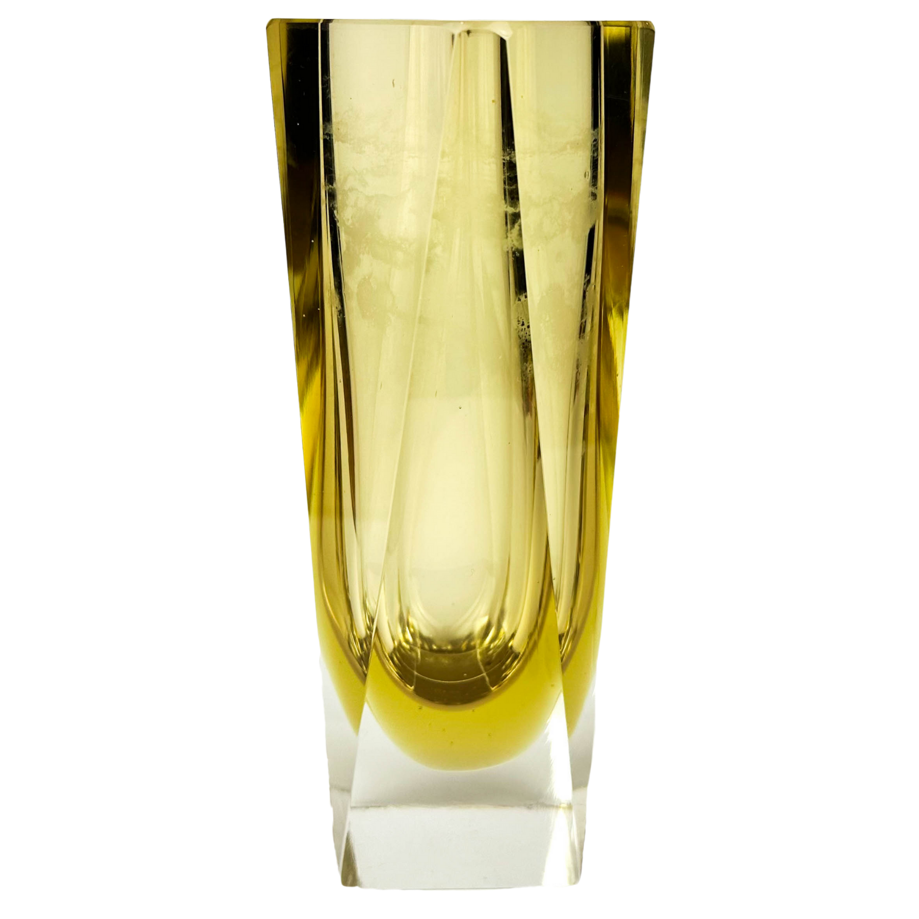 Murano Amber Faceted Sommerso Glass Vase #O1661 – Chamonix House